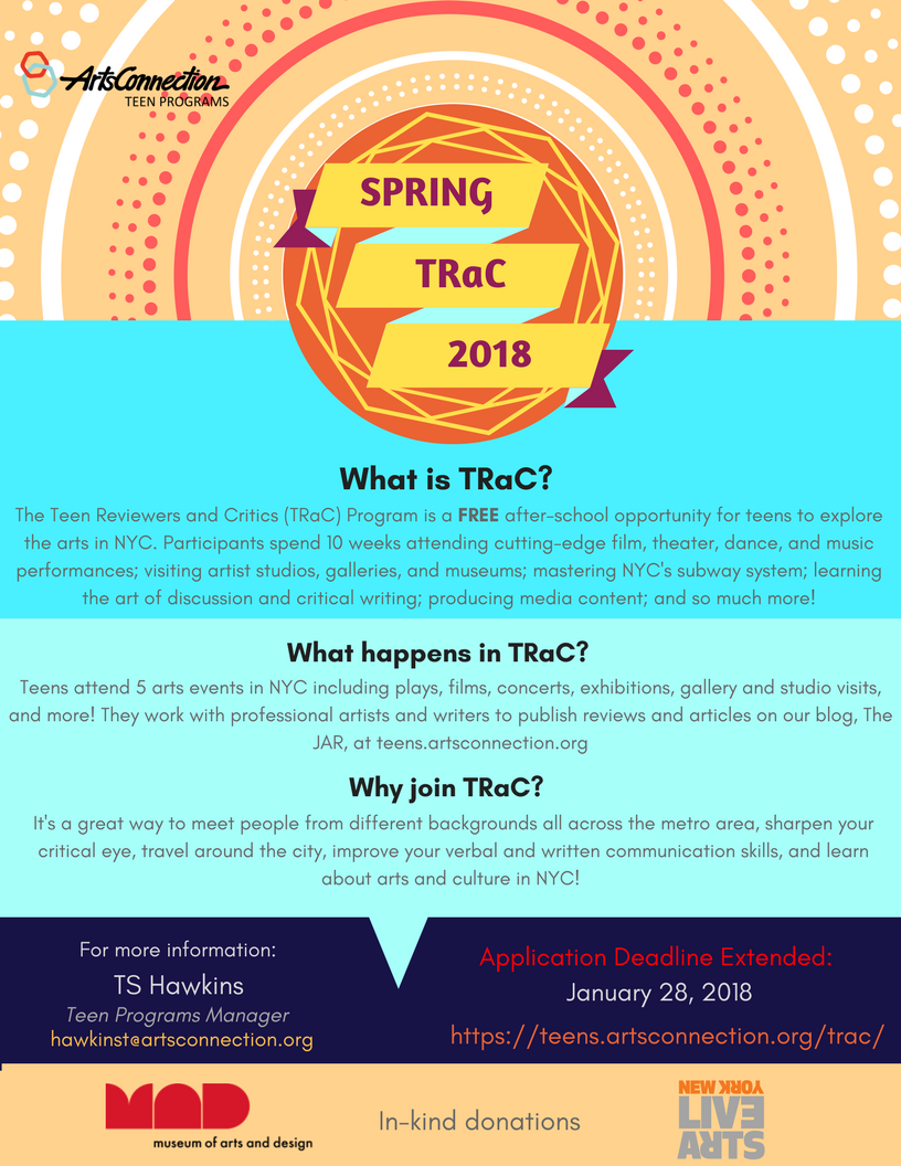 SPRING TRaC 2018 - ArtsConnection Teen Programs